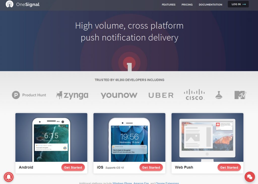 One Signal, lets you send instant push notifications from your site.