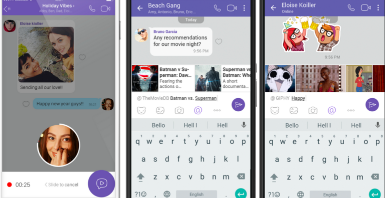 Viber adds instant video messages, chat extensions