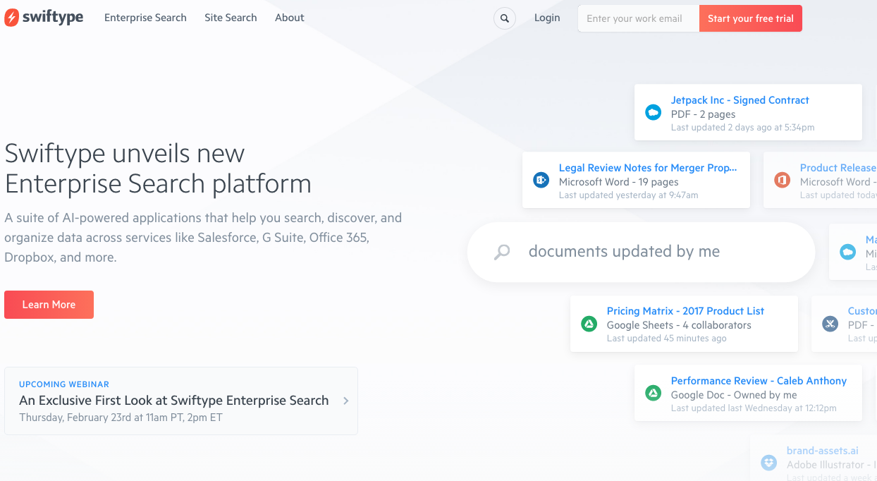 Swiftype launches new product to search across Office, Dropbox, G Suite ...