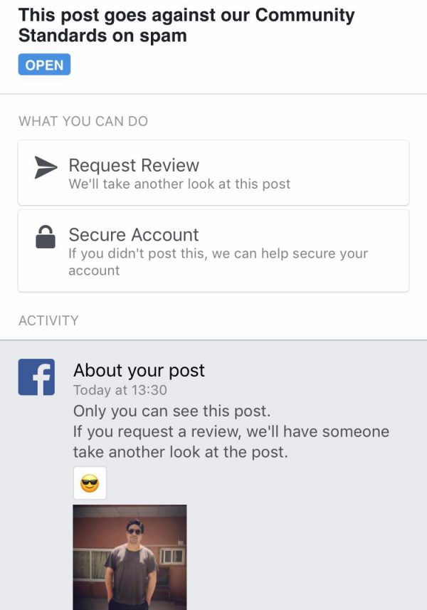 Facebook is marking pictures against community standards