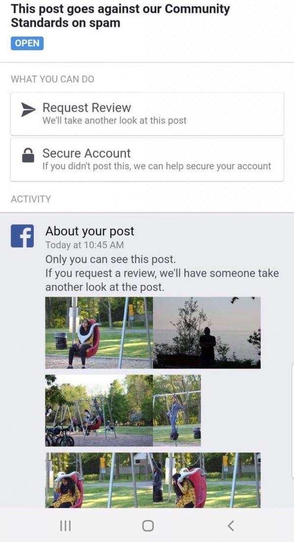Facebook is marking pictures against community standards