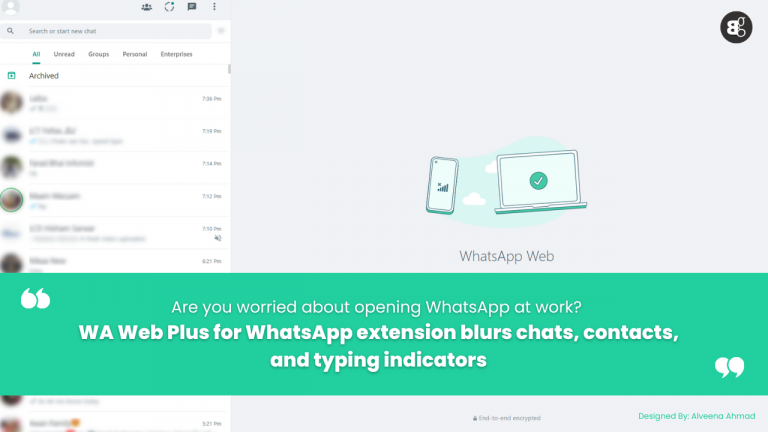 WA Web Plus for WhatsApp extension blurs chats contacts