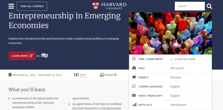 Harvard University is offering free online courses