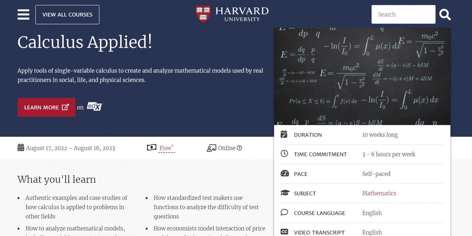 Harvard University is offering free online courses