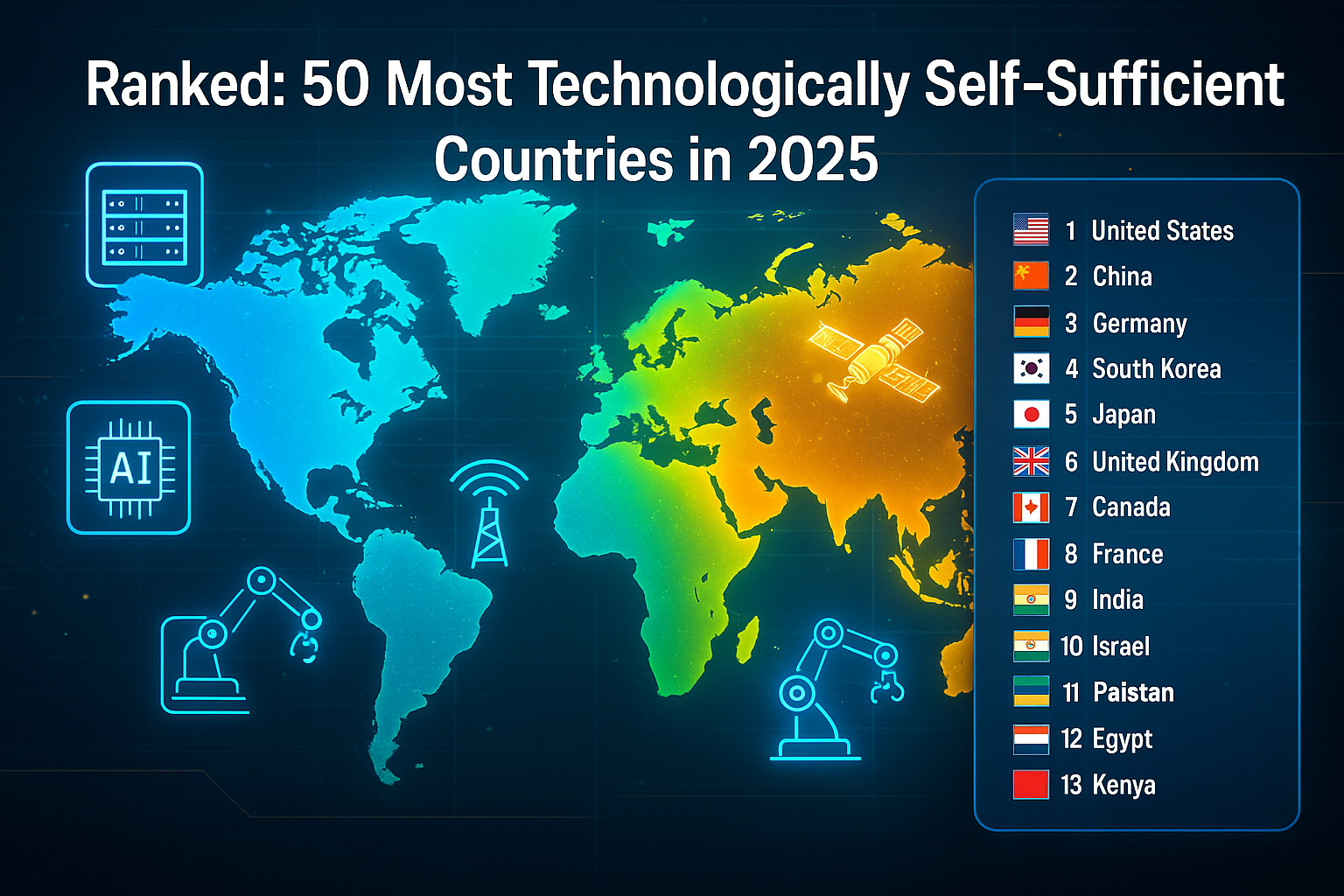 Top 50 Most Technologically Self-Sufficient Nations in 2025